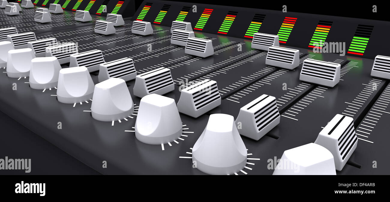 3d render of a DJ mixing desk sliders and knobs Stock Photo - Alamy