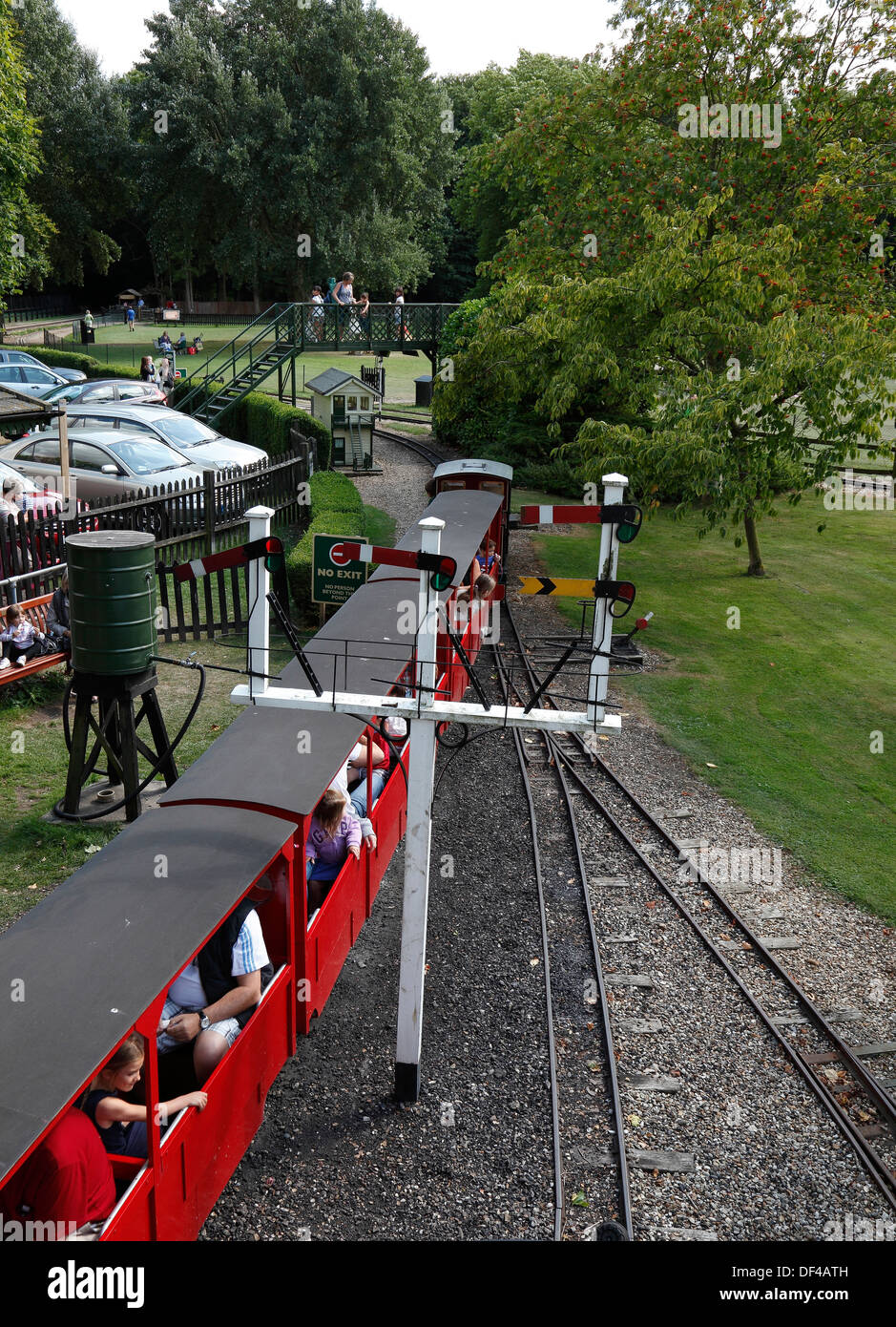 Ride on miniature railway train leaving station at Audley End Saffron ...