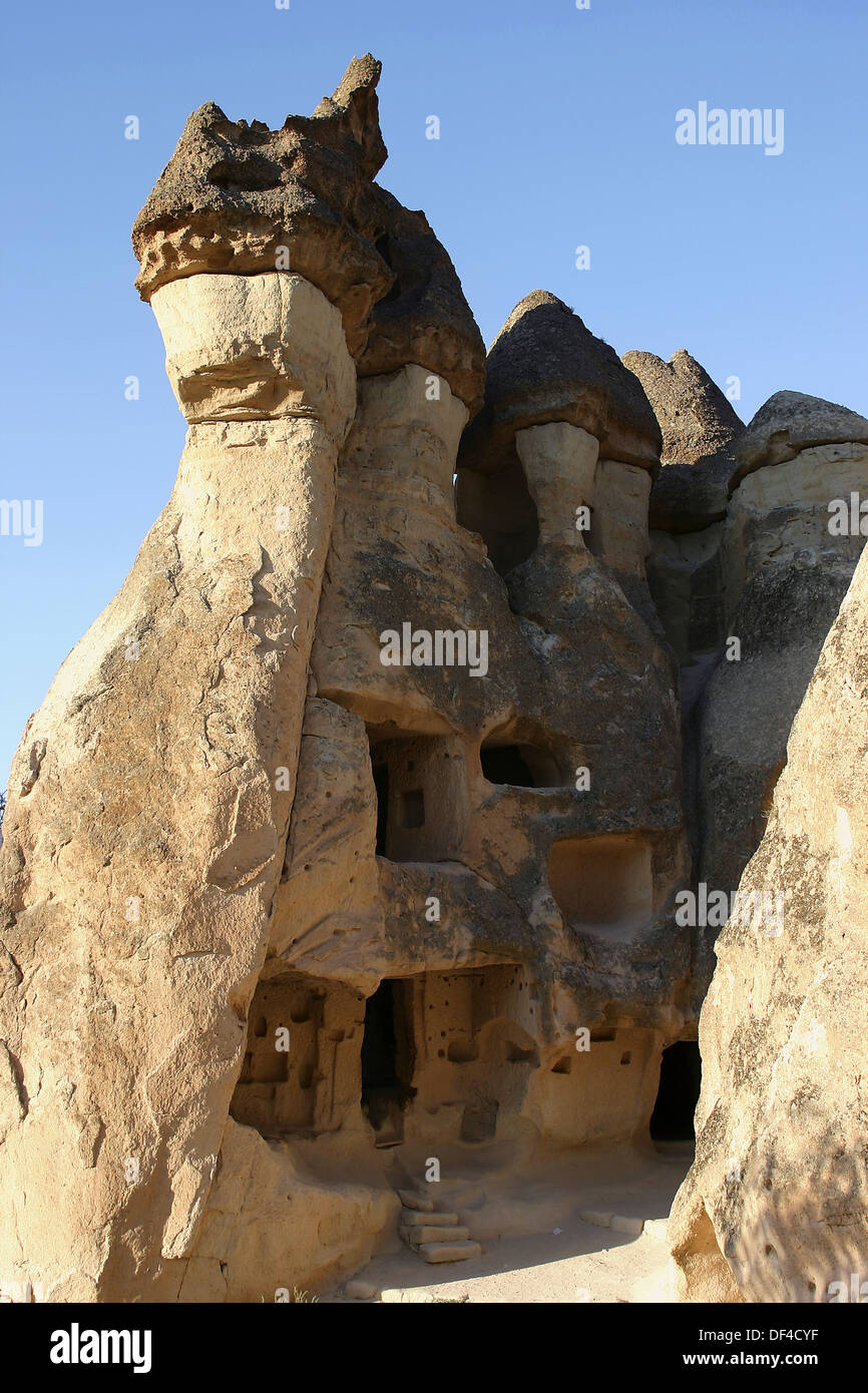 Mushroom like rock formations at Pasabagi. Zelve, Cappadocia. Turkey ...