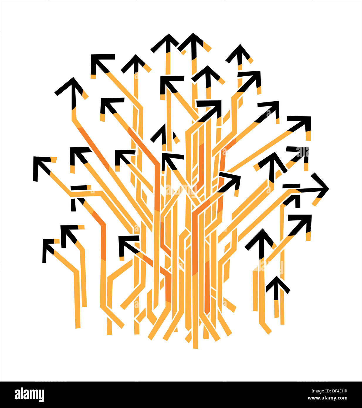 Design of many Arrows pointing up and bending into different directions ...