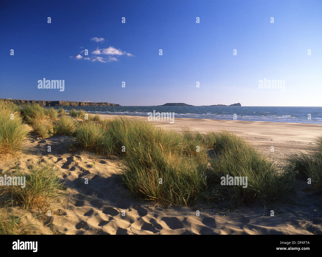 Worm's Head Worms Head and Rhossili Bay from Llangennith end of beach ...