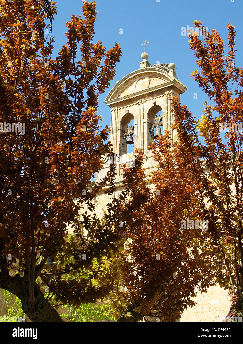 The Santa Clara Monastery seen through colorful trees,Lerma,Spain Stock ...