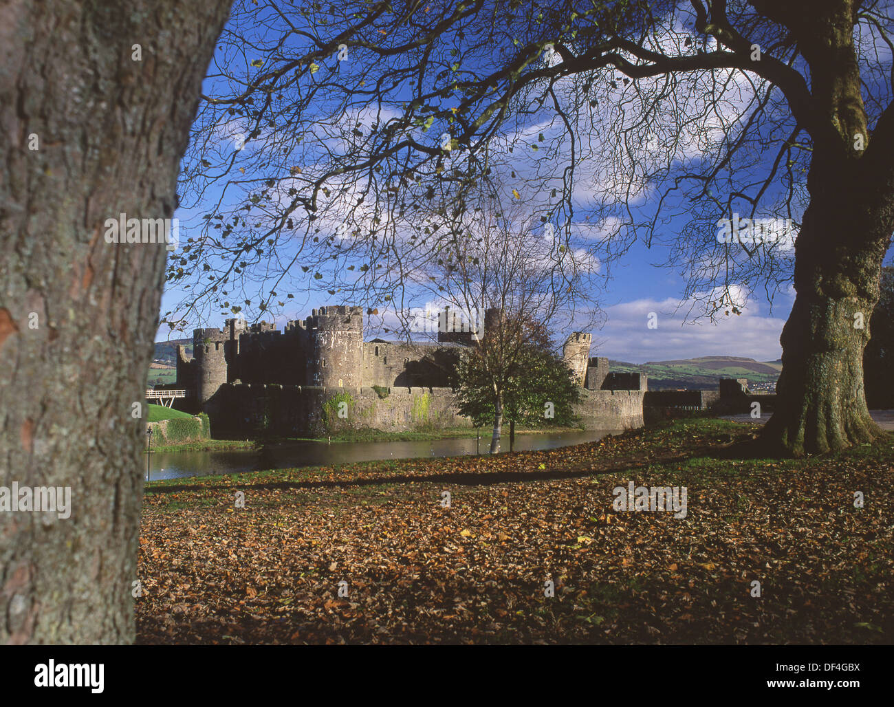 Caerphilly Castle in autumn Caerphilly South Wales UK Stock Photo - Alamy