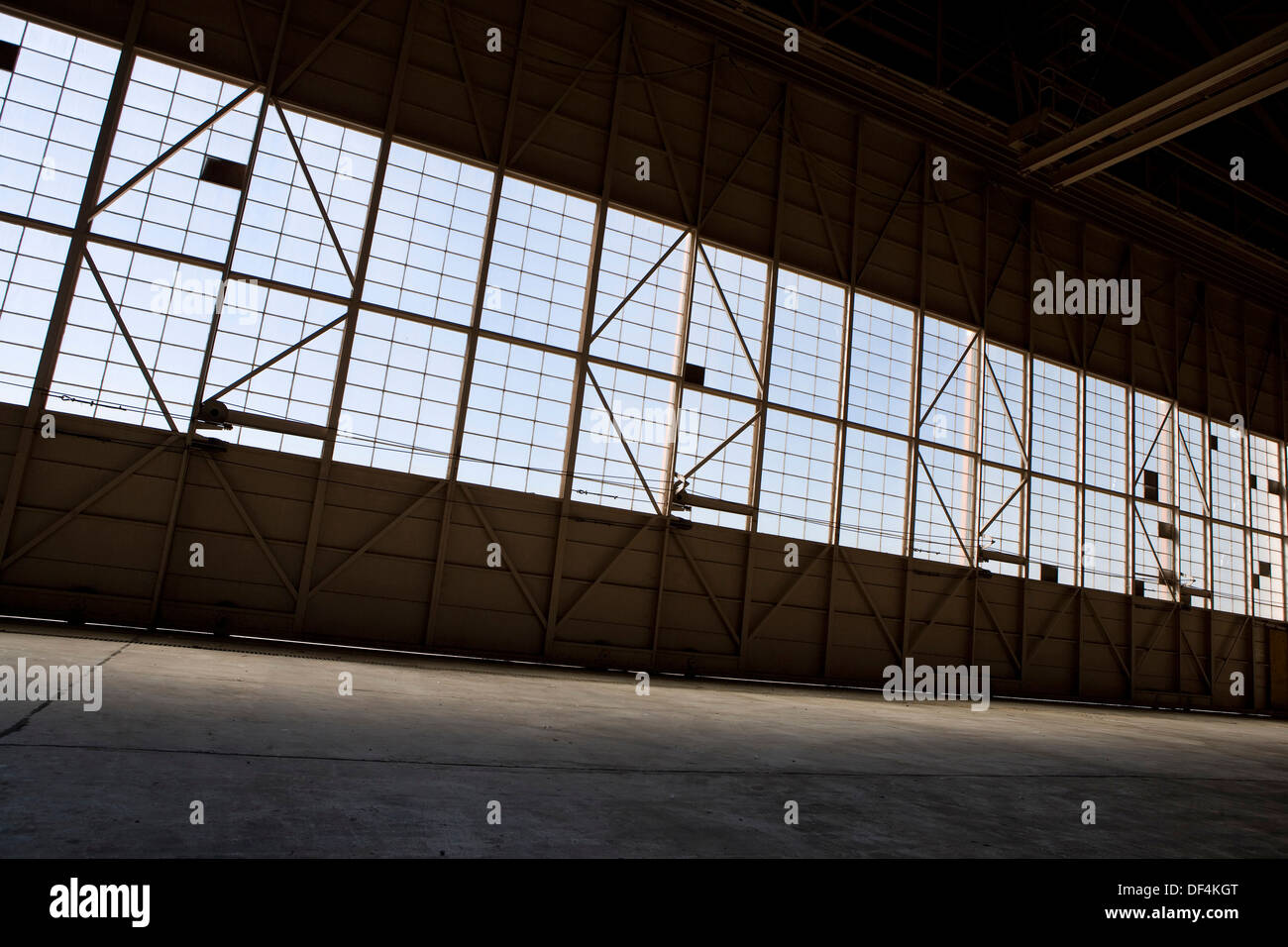 Airplane Hangar with Large Windows Stock Photo - Alamy