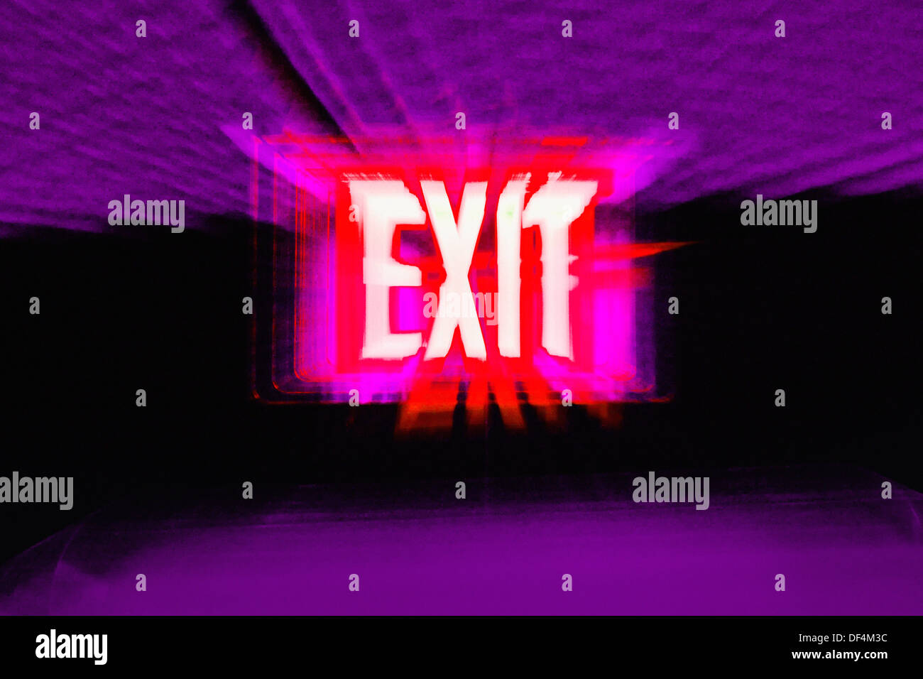 Neon Exit Sign Stock Photo - Alamy