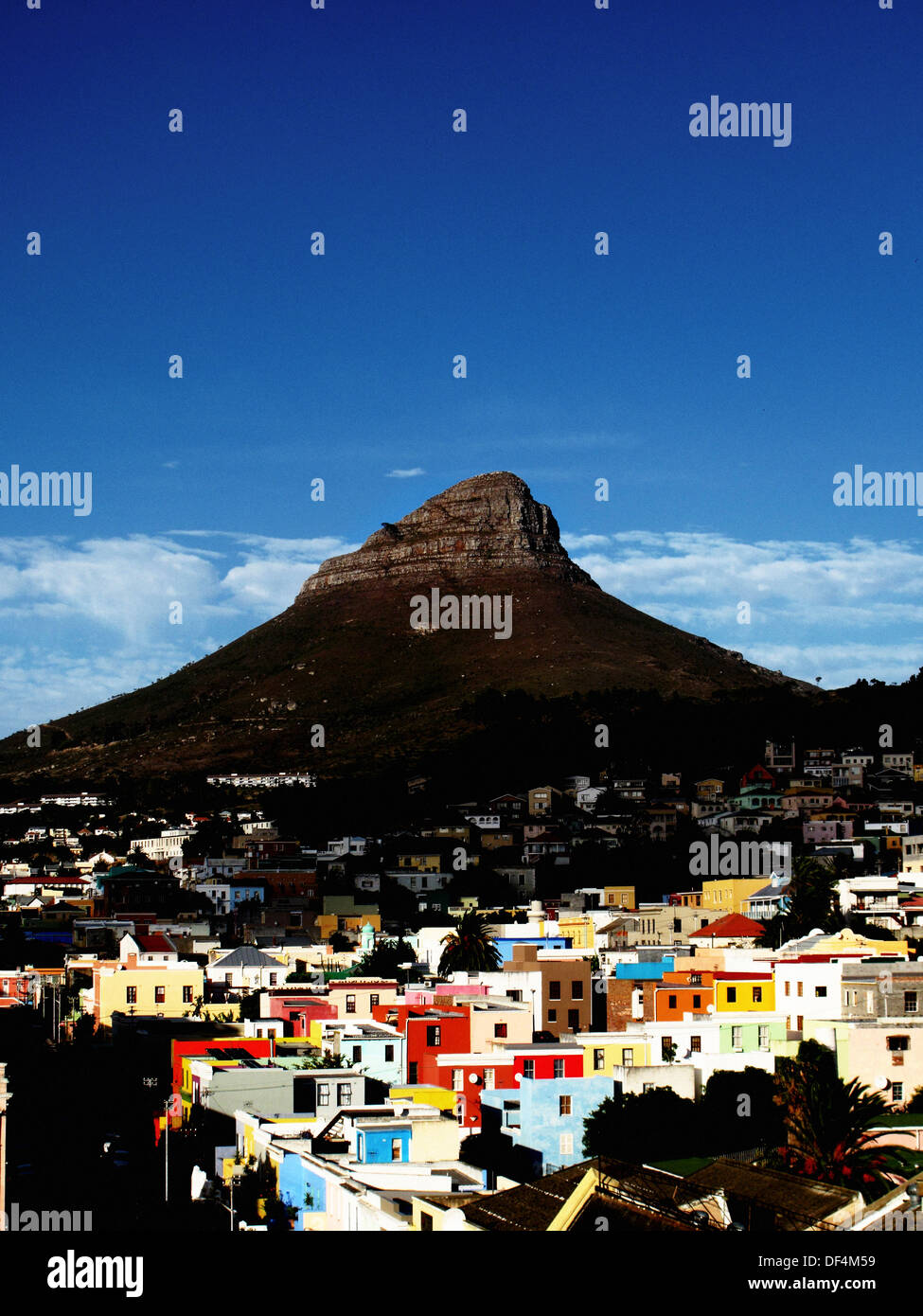 Colorful Village with Mountain in Background, Cape Town, South Africa ...