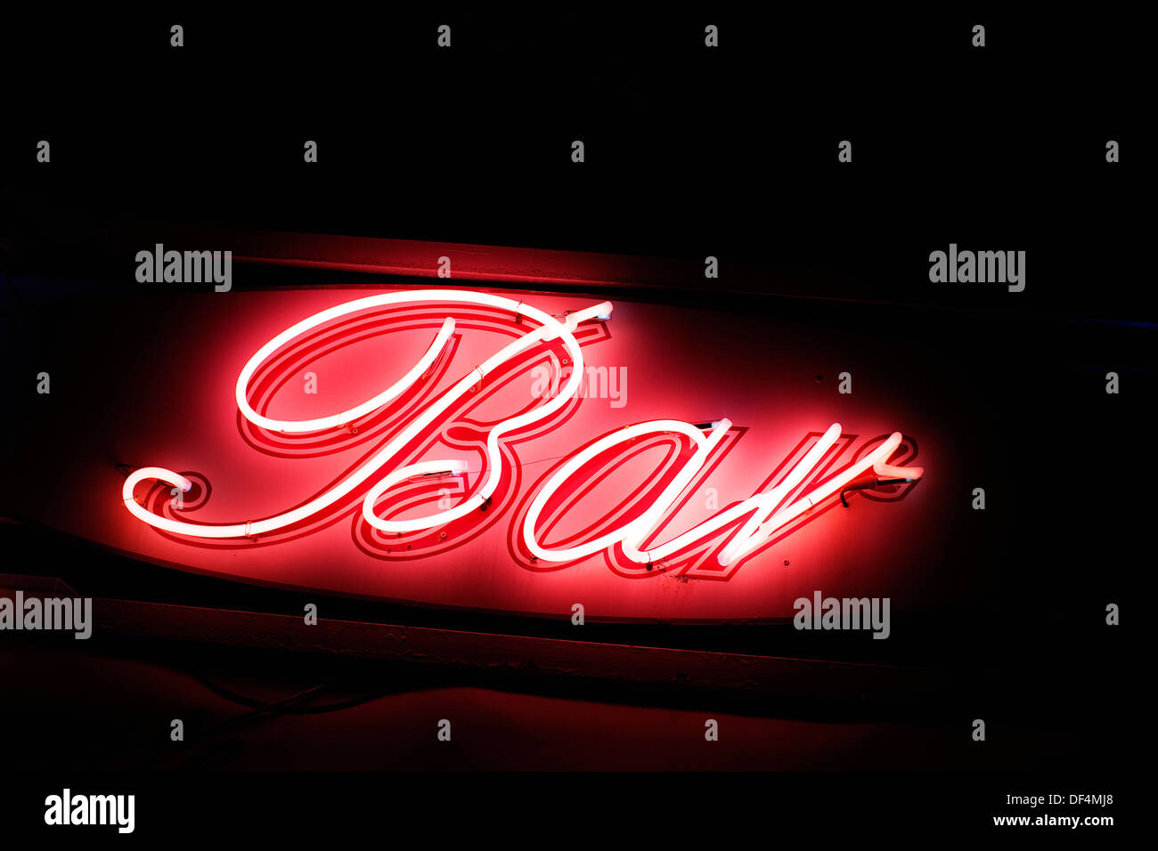 Red Neon Bar Sign Stock Photo - Alamy