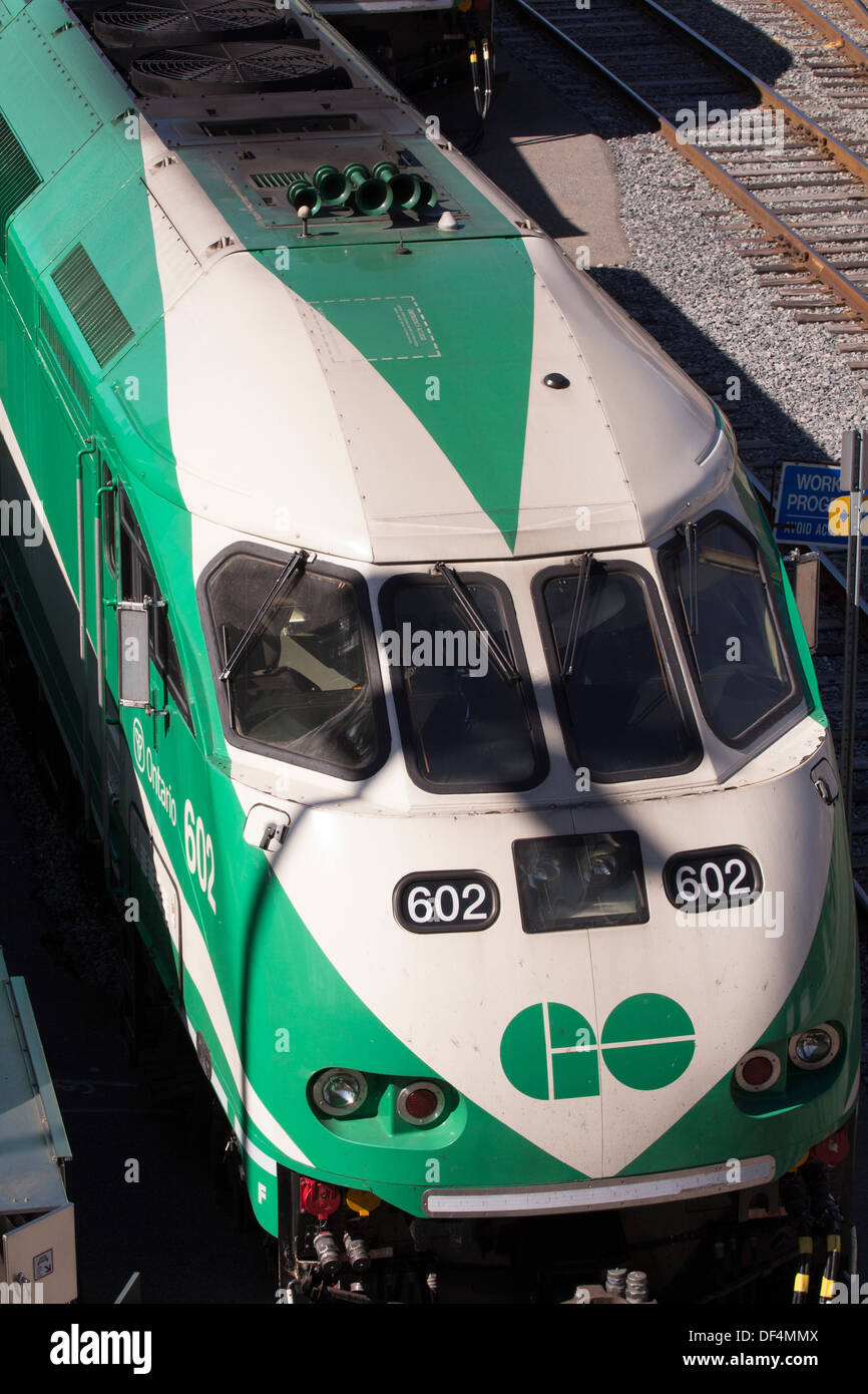 GO train engine on tracks at Union Station Stock Photo - Alamy