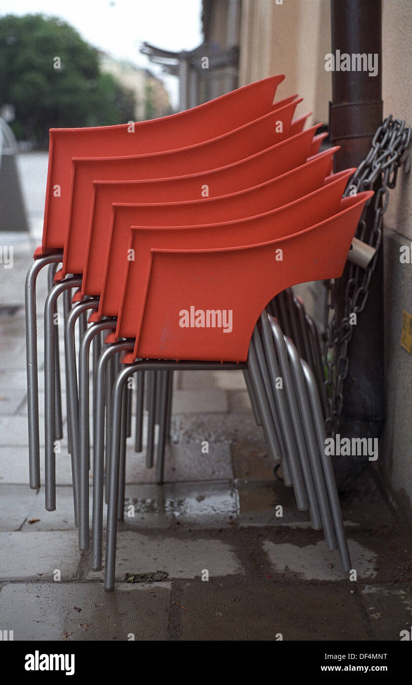 Stack of Red Chairs Stock Photo - Alamy