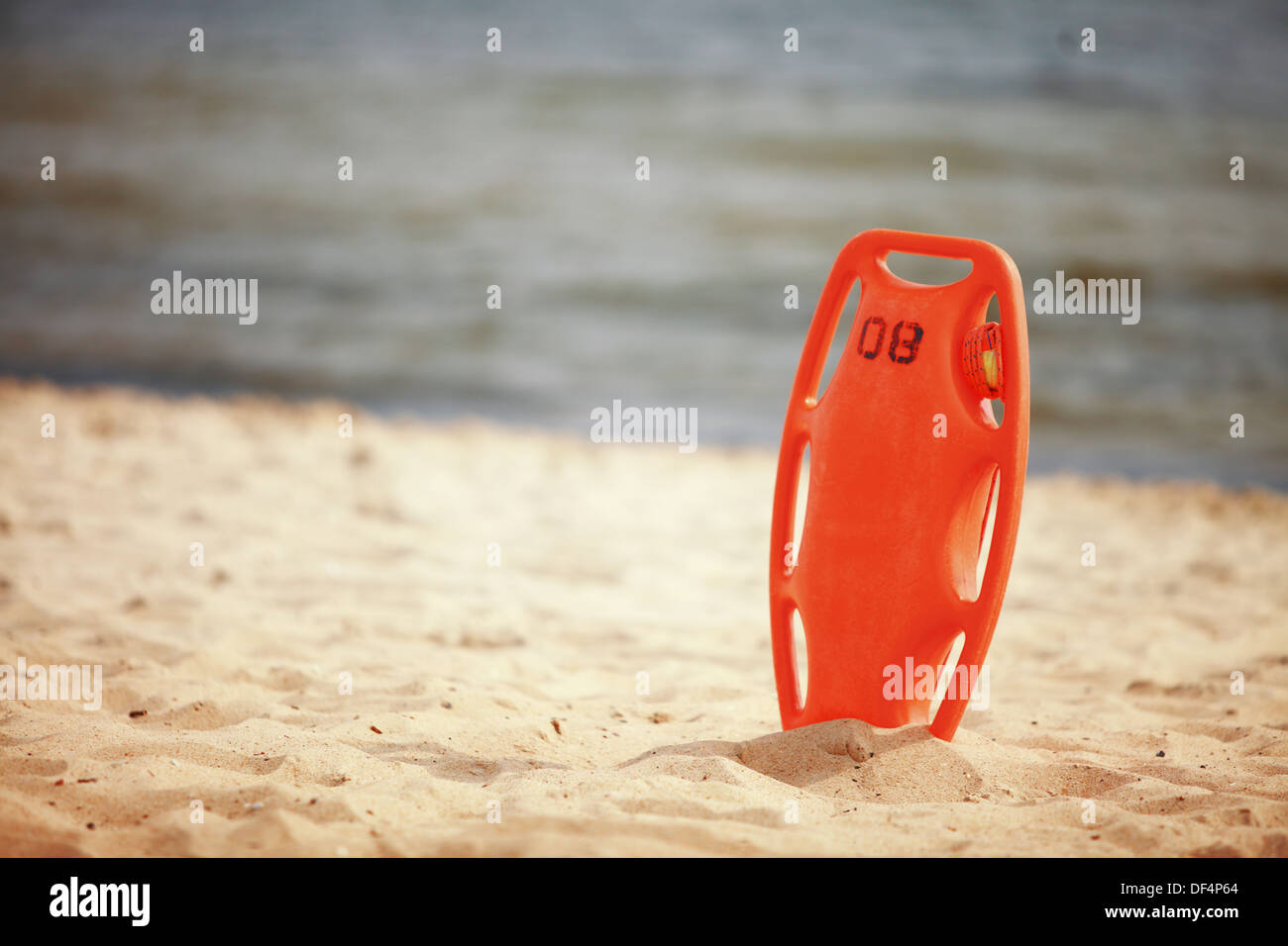 Beach life-saving. Lifeguard rescue equipment orange preserver tool ...