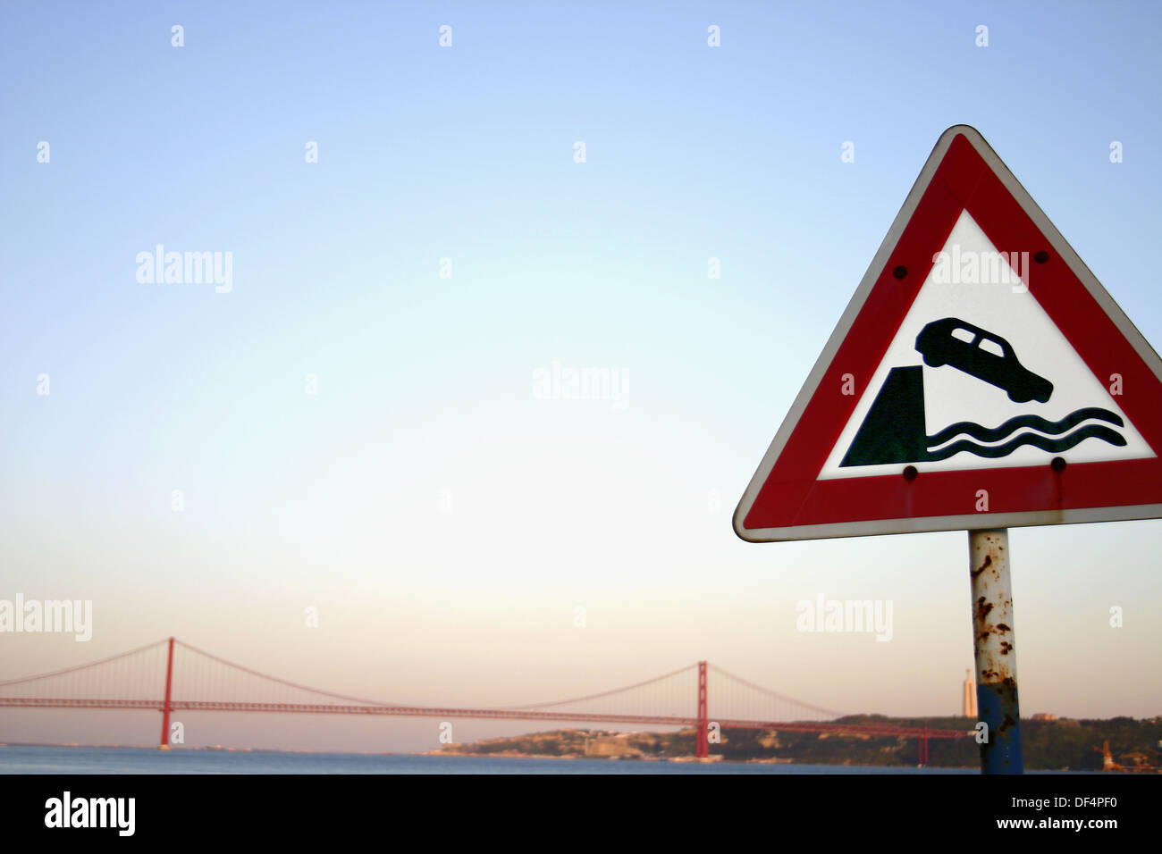 Car Falling Into Water Road Sign High Resolution Stock Photography and ...