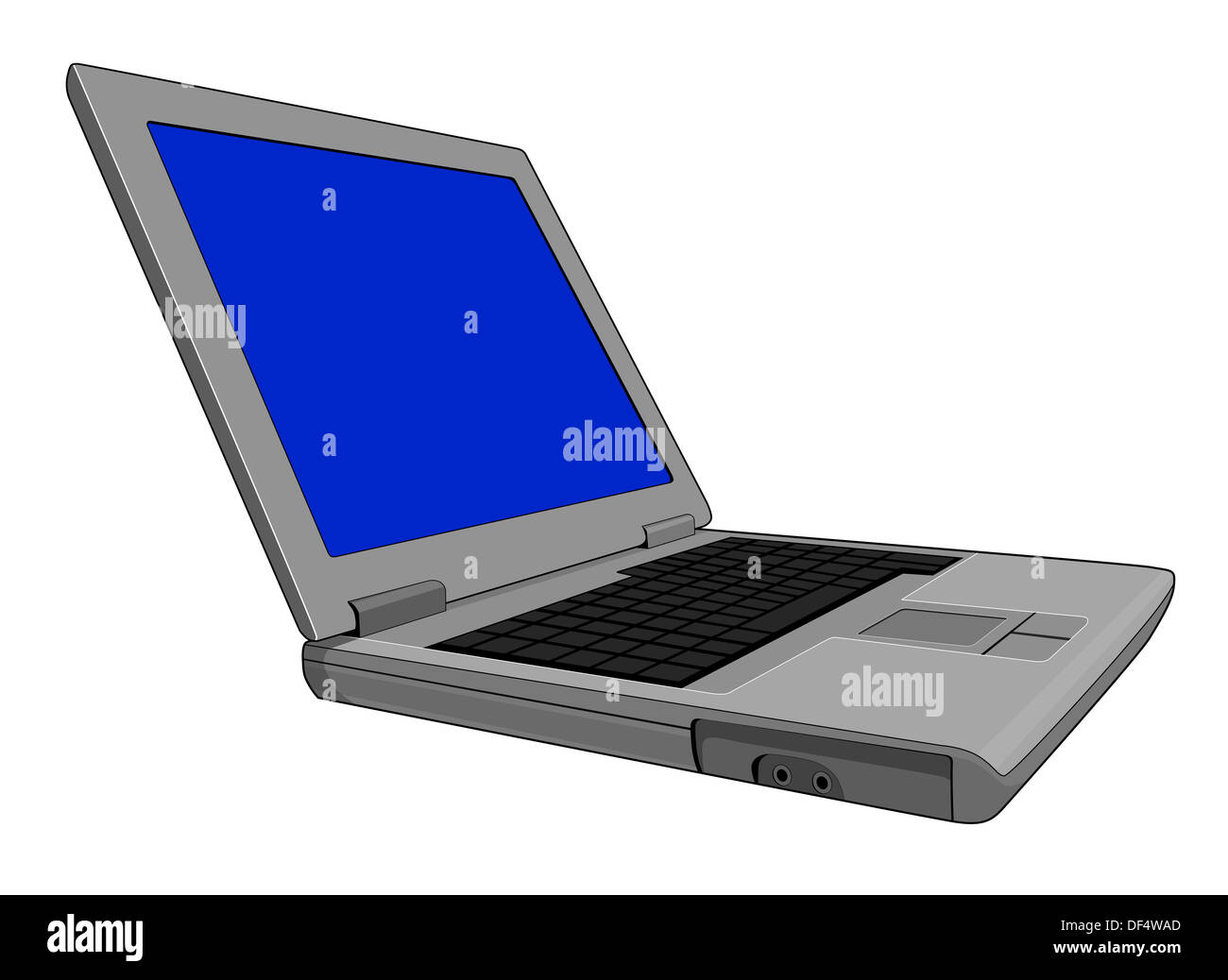 Illustration of a laptop with a blue screen done in retro style Stock ...