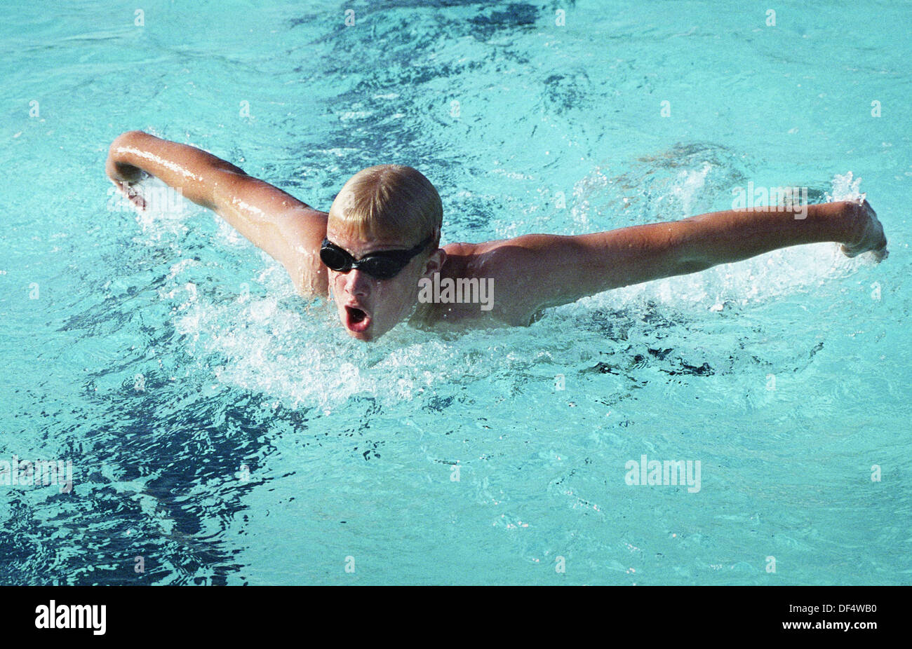 A swimmer doing the butterfly stroke Stock Photo - Alamy