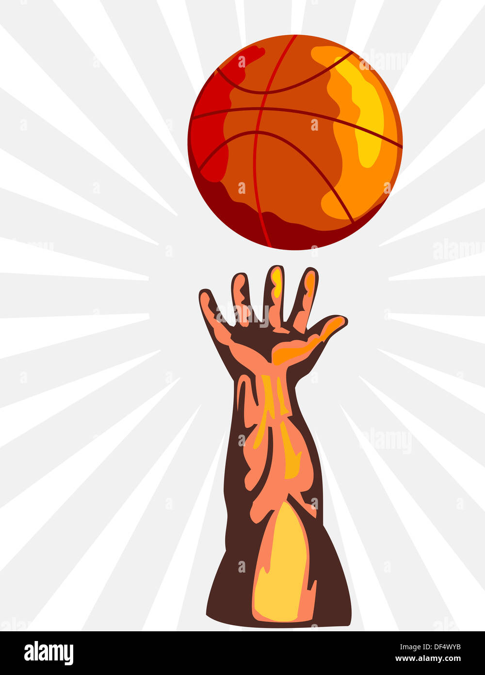 Illustration of a basketball player's hand reaching to a ball done in ...