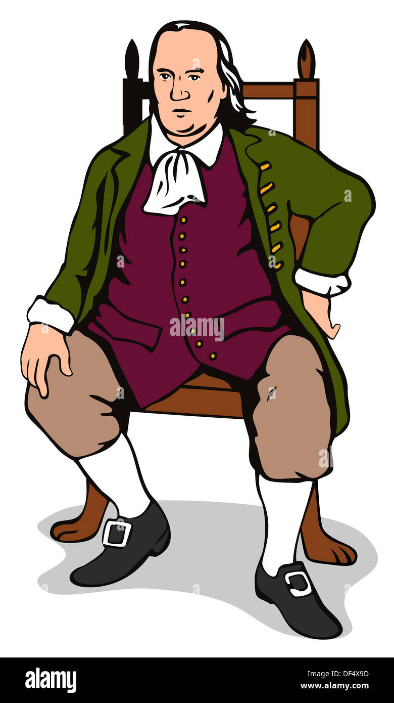 Illustration of Ben Franklin sitting done in retro style Stock Photo ...