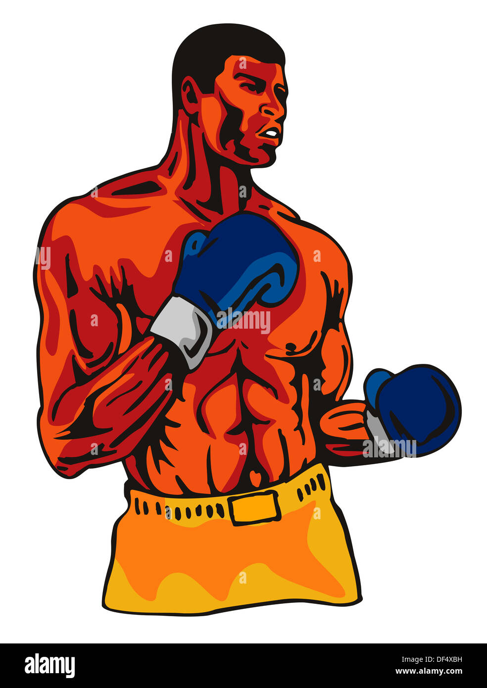 Illustration of a boxer done in retro style Stock Photo - Alamy