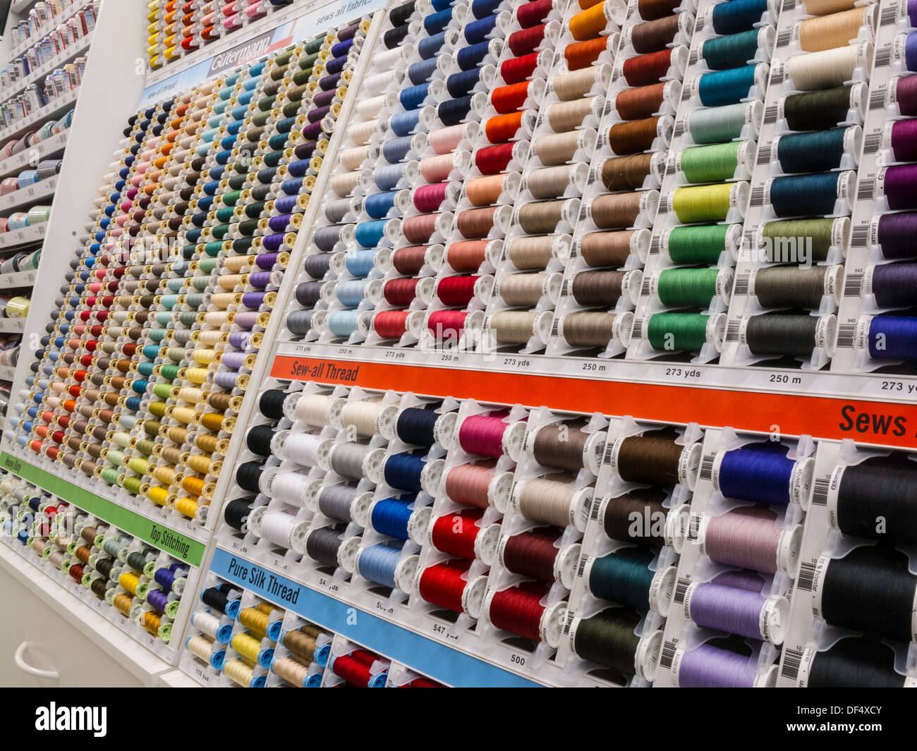 Spools of Thread Display Stock Photo - Alamy