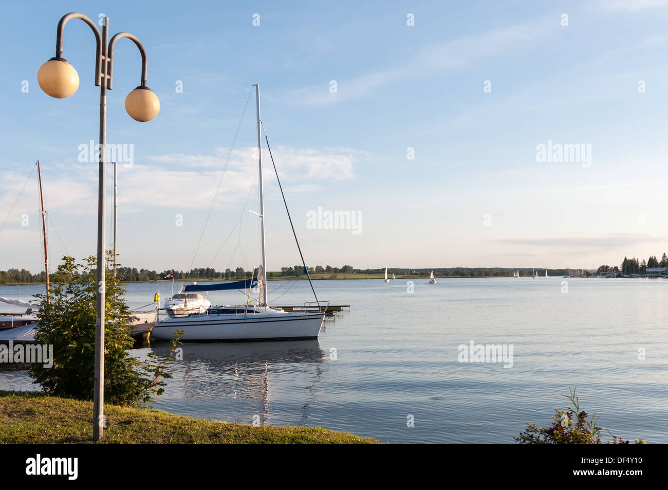 Boat on the lake in Ryn, Masurian Lake District, Poland Stock Photo - Alamy