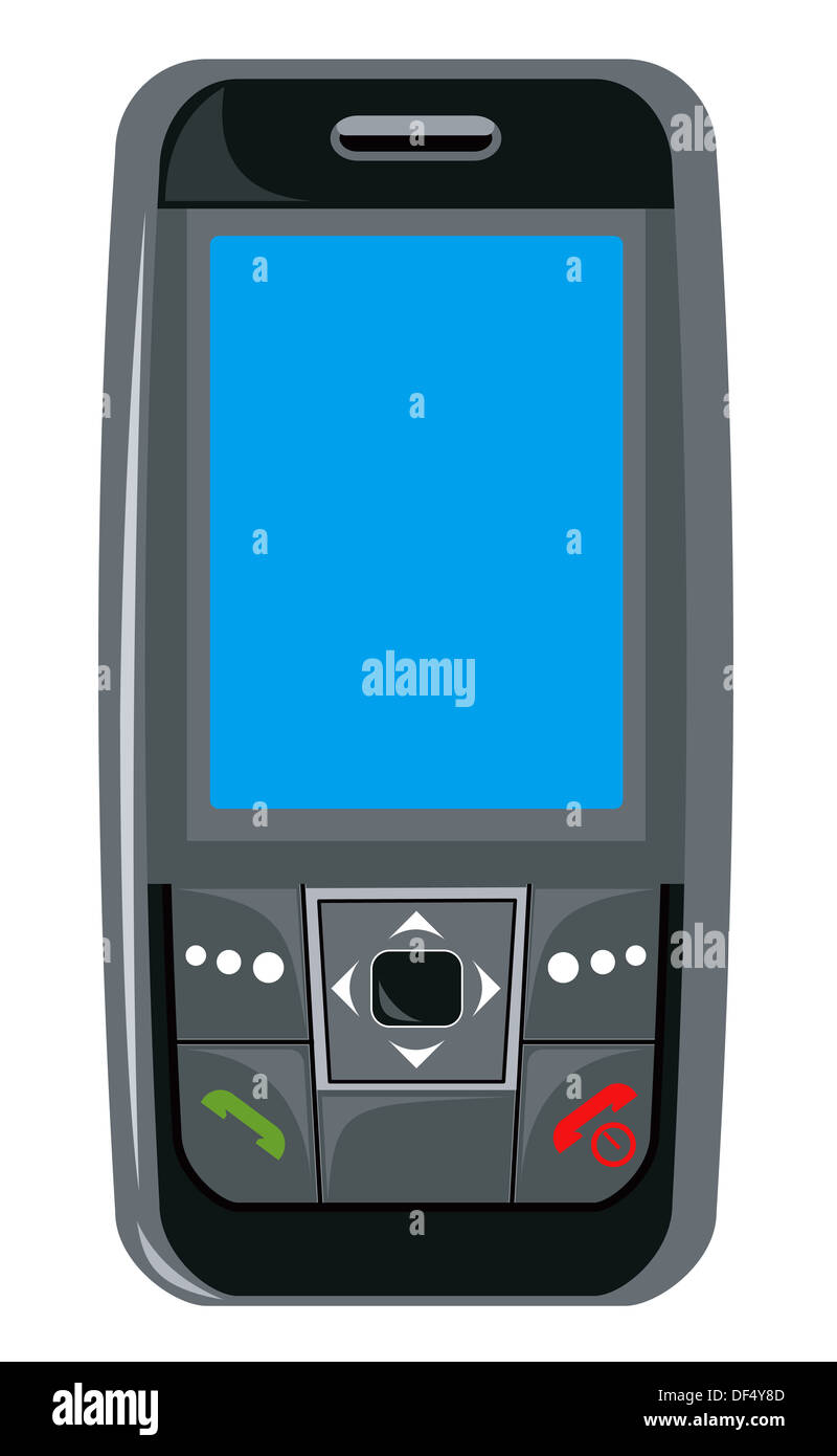 Illustration of a black cellphone front view isolated on white ...