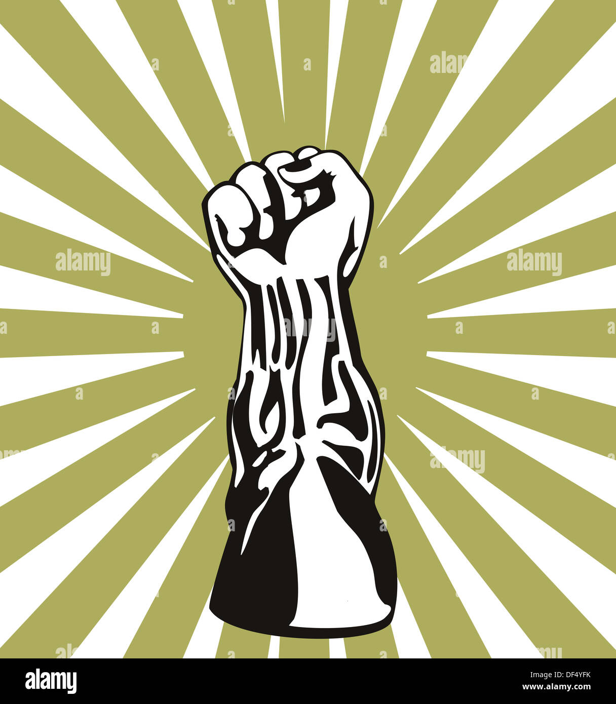 Illustration of clenched fist upwards done in retro style Stock Photo ...