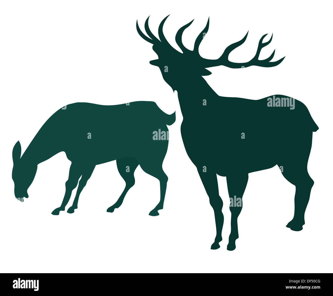 Illustration Of Deer Silhouette Isolated On White Background Done In