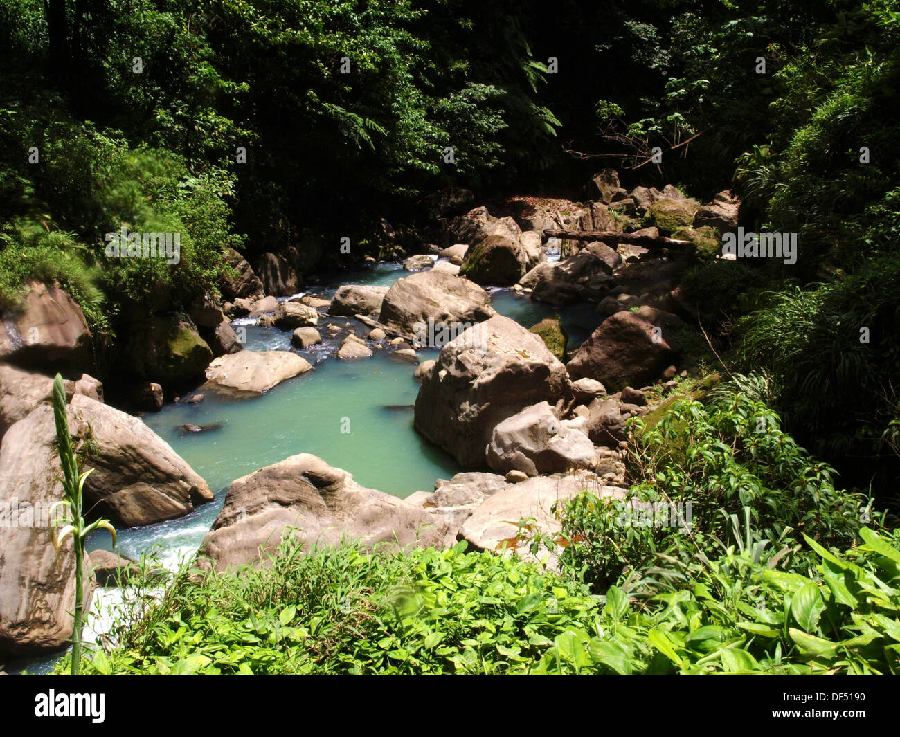 Water flowing down from Victoria Falls in the Commonwealth of Dominica ...