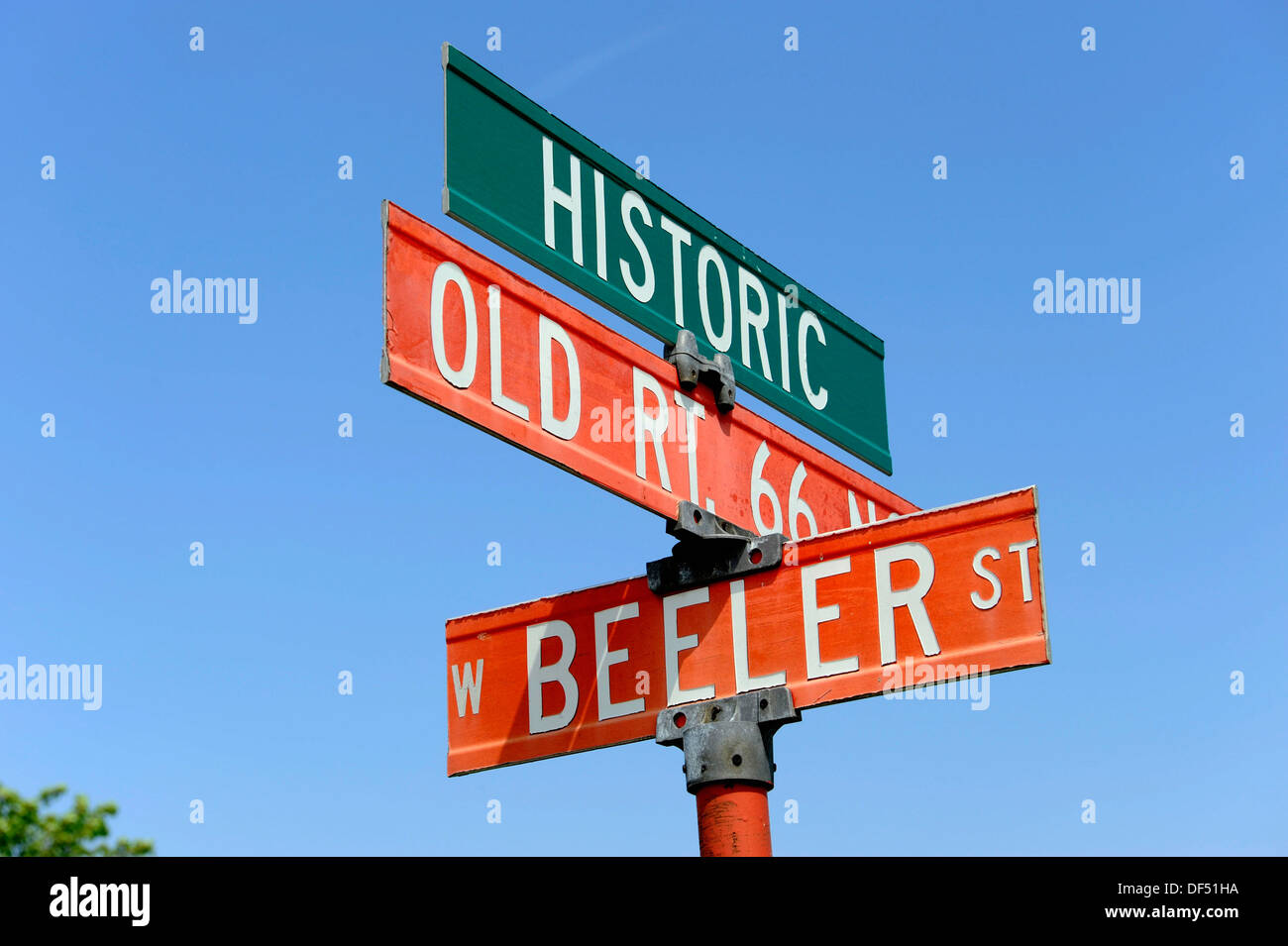 Road Signs along Route 66 Litchfield Illinois Stock Photo - Alamy