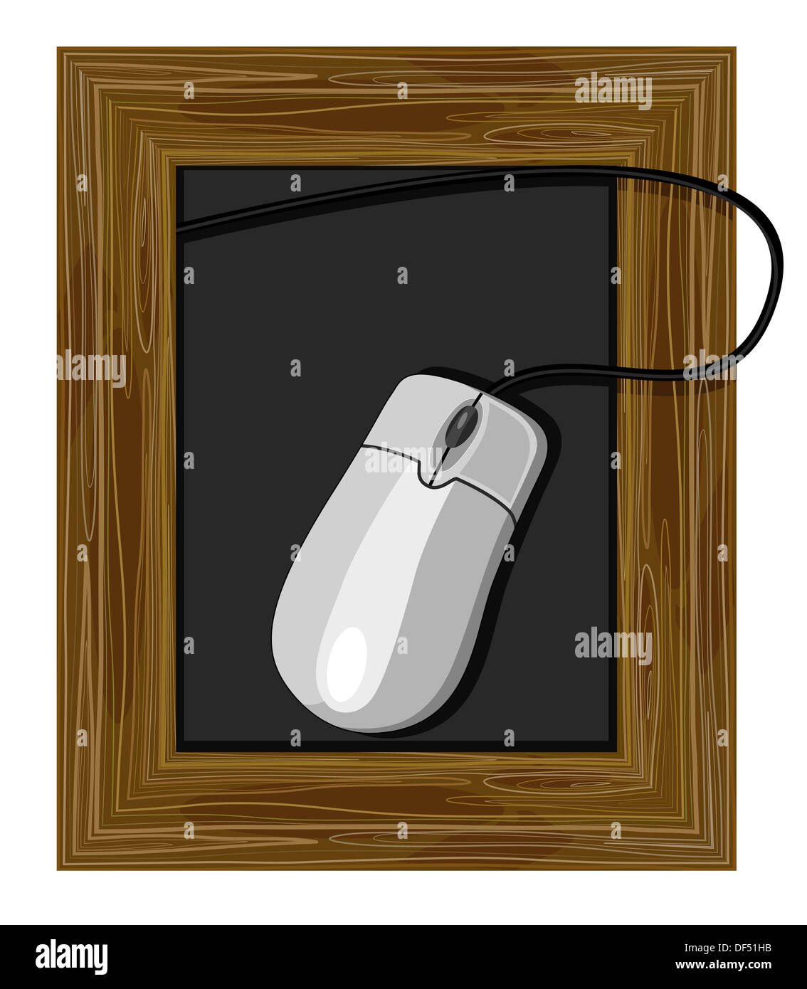 Illustration of a framed chalkboard with a computer mouse isolated on a ...