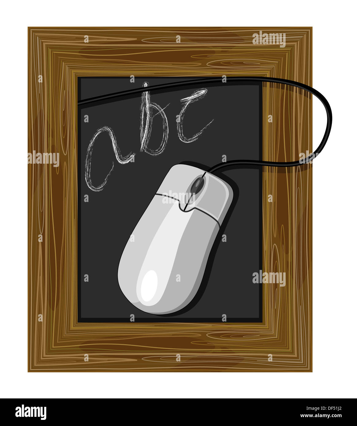 Illustration of a framed chalkboard with abc written and a computer ...