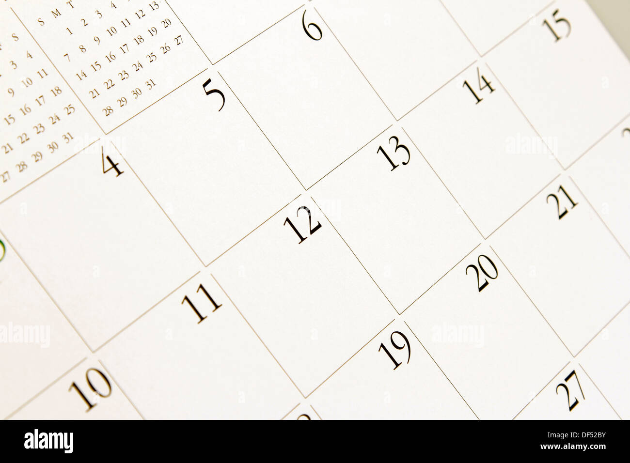 Closeup of dates on calendar page Stock Photo - Alamy