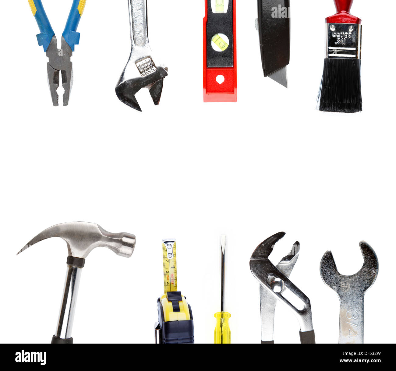 Assortment of tools on plain background Stock Photo - Alamy