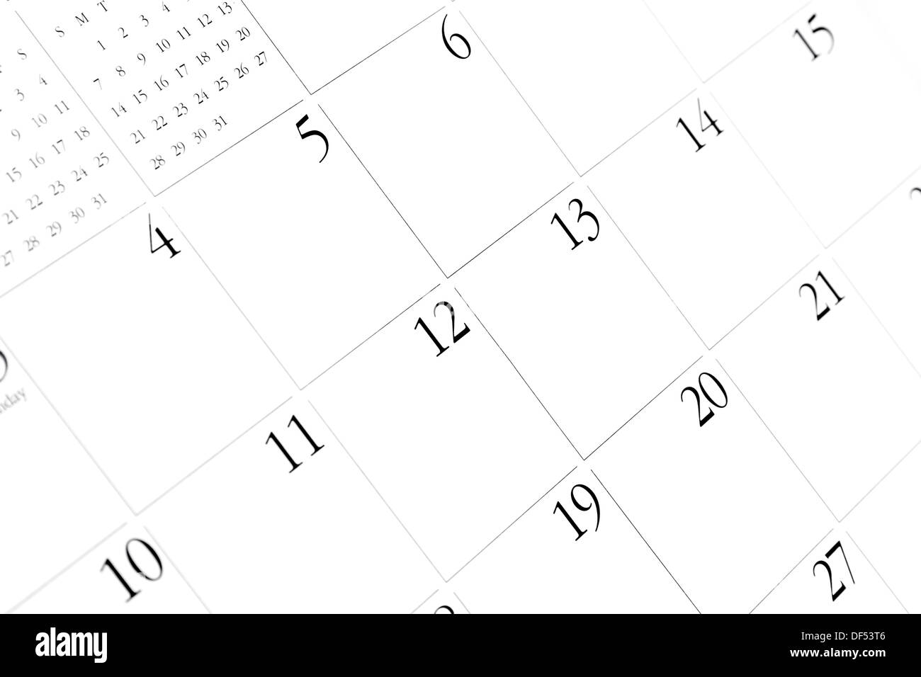 Closeup of dates on calendar page Stock Photo - Alamy