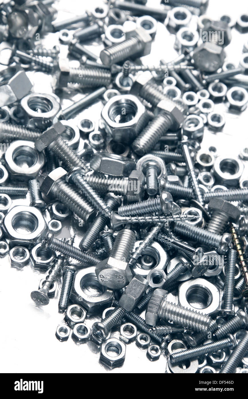 Chrome nuts and bolts closeup Stock Photo: 60964021 - Alamy