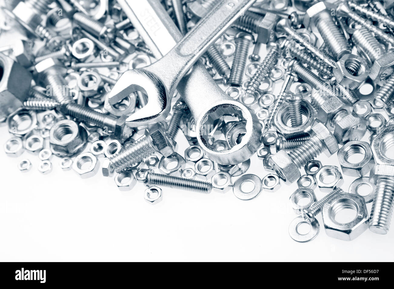 Wrenches, nuts and bolts Stock Photo - Alamy