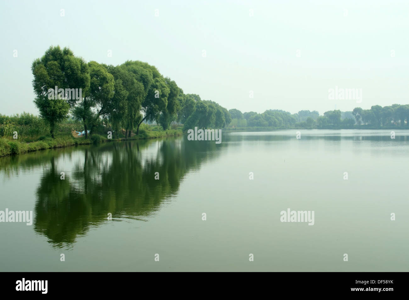 River scenery of northern China, water and trees Stock Photo - Alamy
