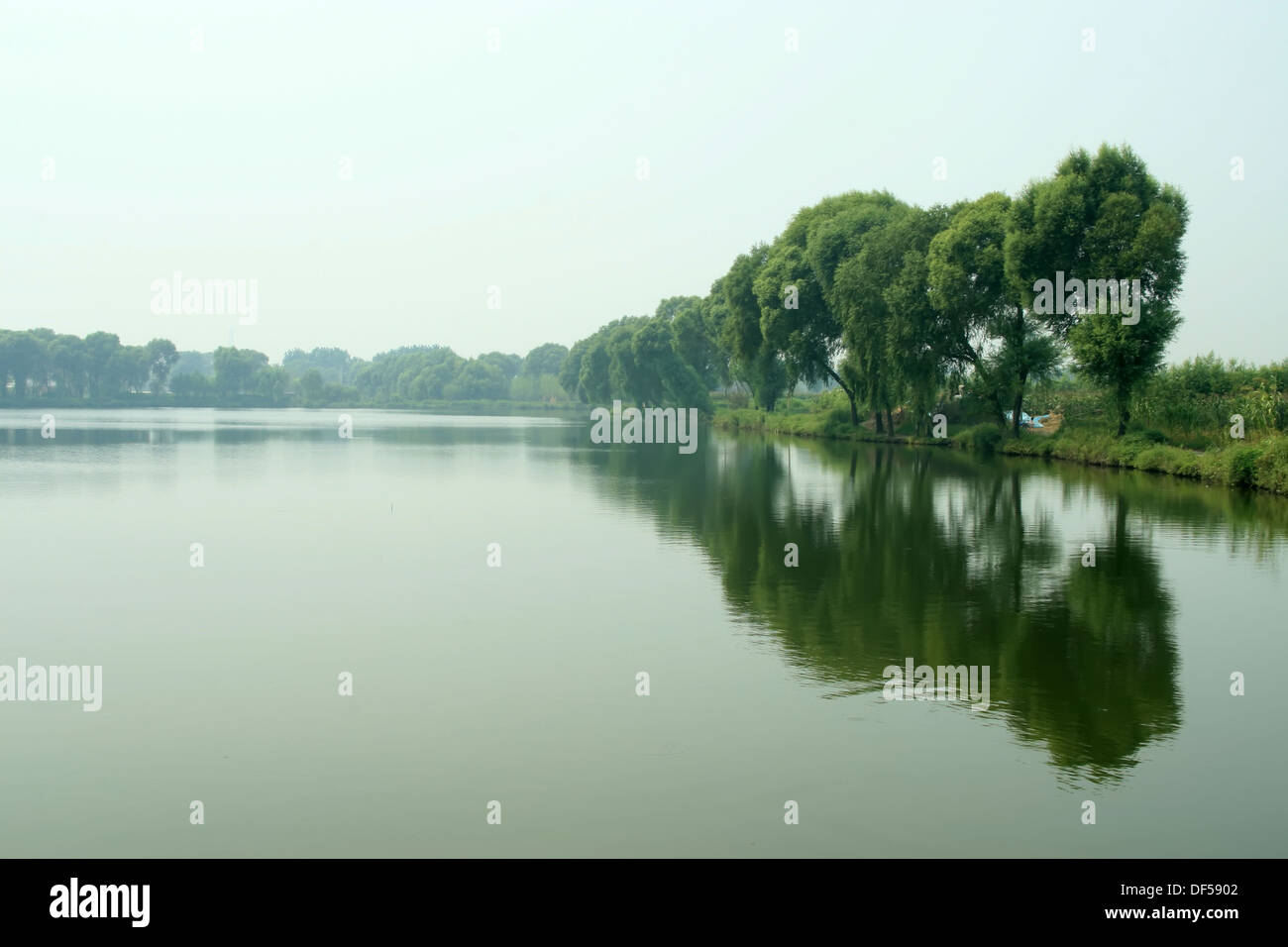River scenery of northern China, water and trees Stock Photo - Alamy