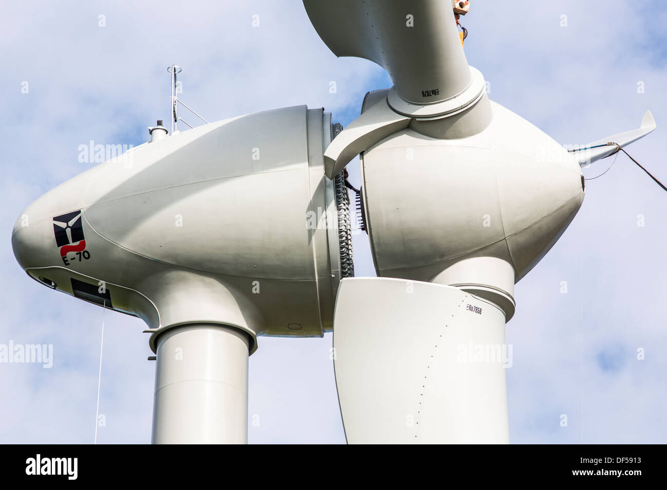 Construction, installation of a wind turbine. Wind turbines, wind farm ...