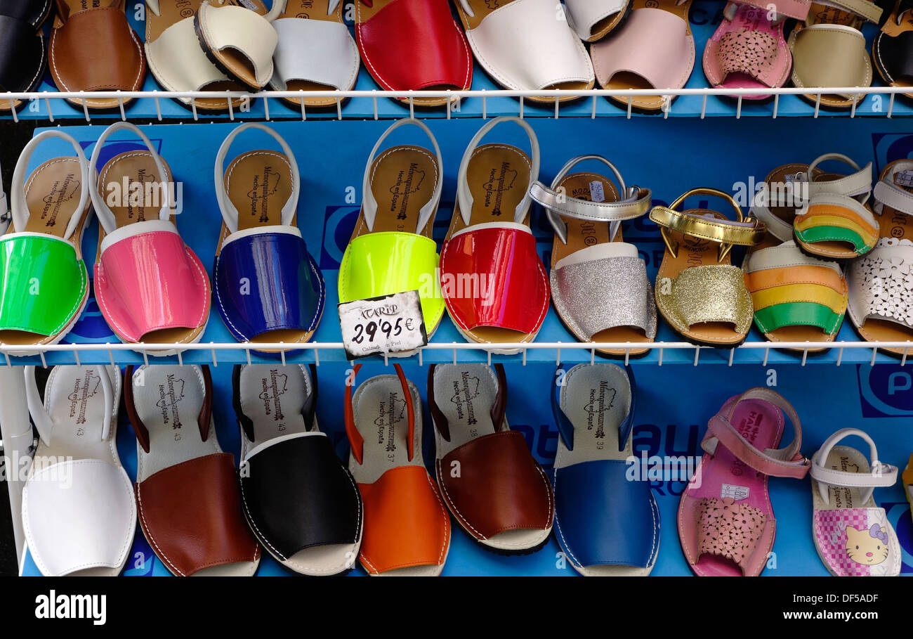 Menorquinas typical shoes (avarques) Ciutadella. Menorca. Balearic ...