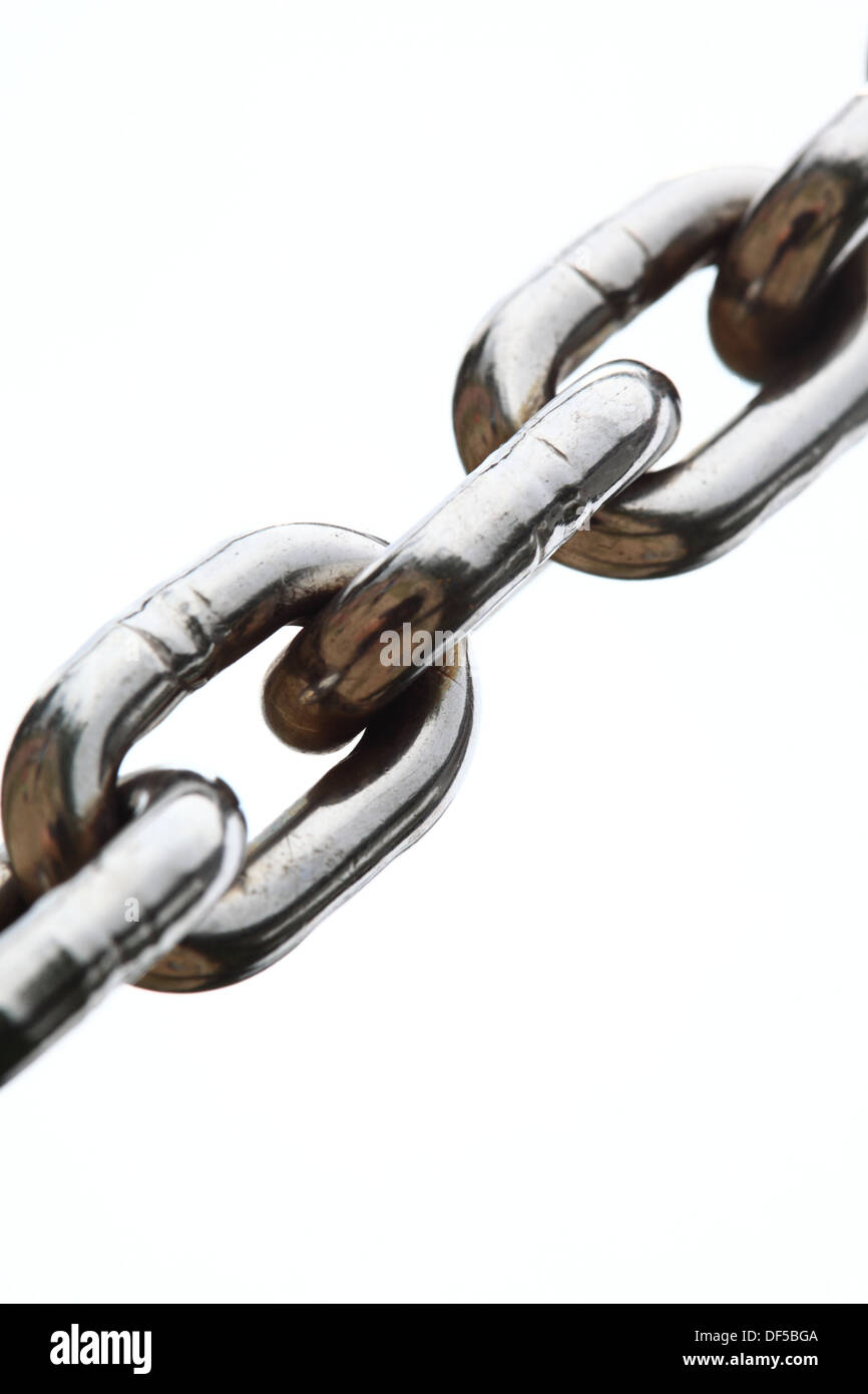 Chain Links closeup of a metal steel chain link segment from a children ...