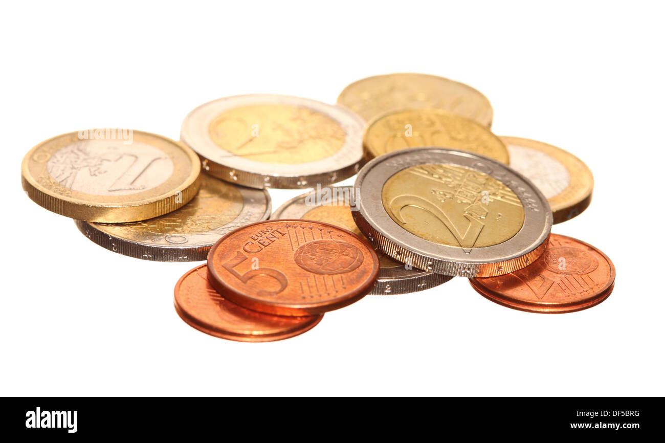 european currency euro coins money isolated on white. Finance and ...