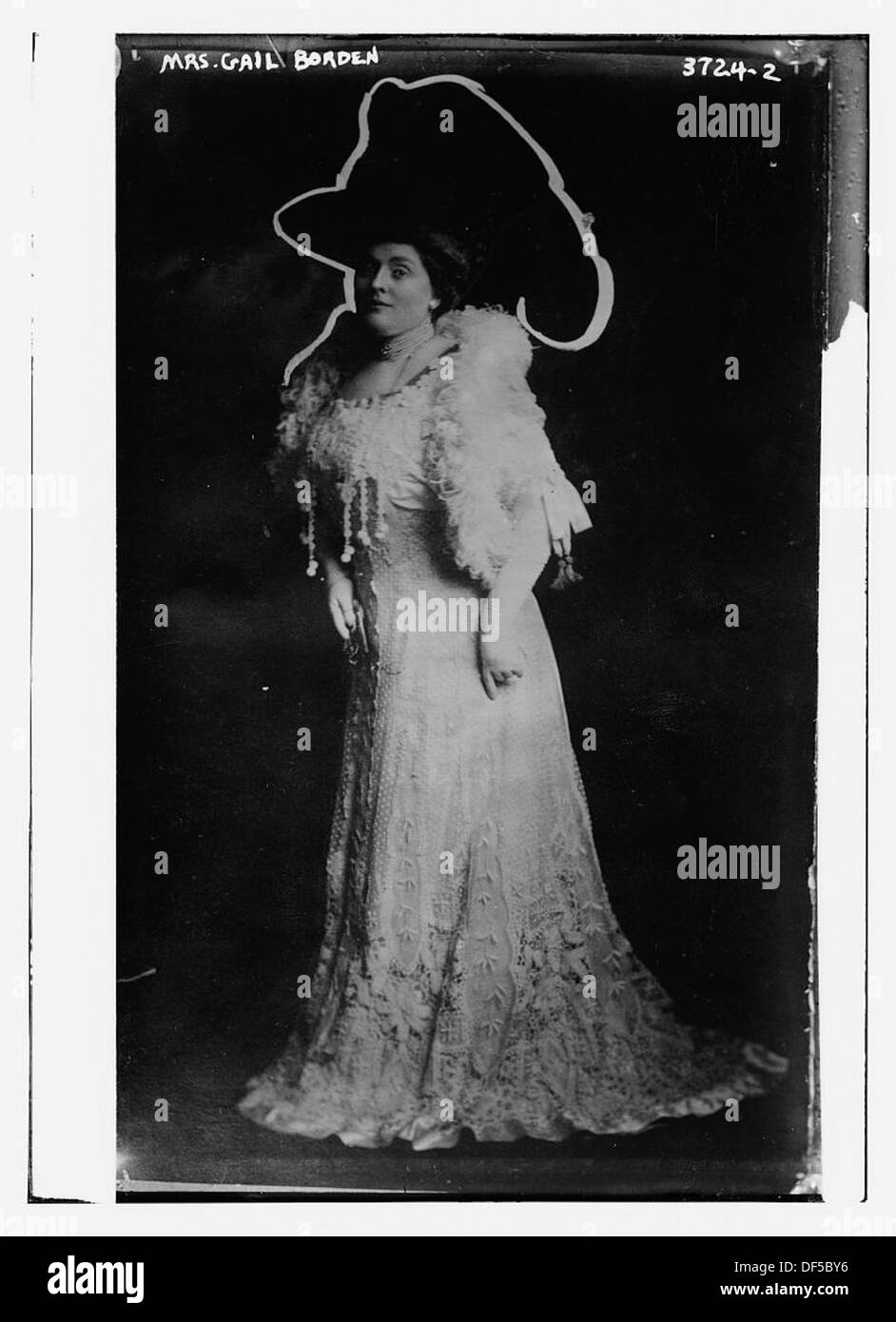 This image depicts Mrs. Gail Borden, captured standing with a dramatic ...