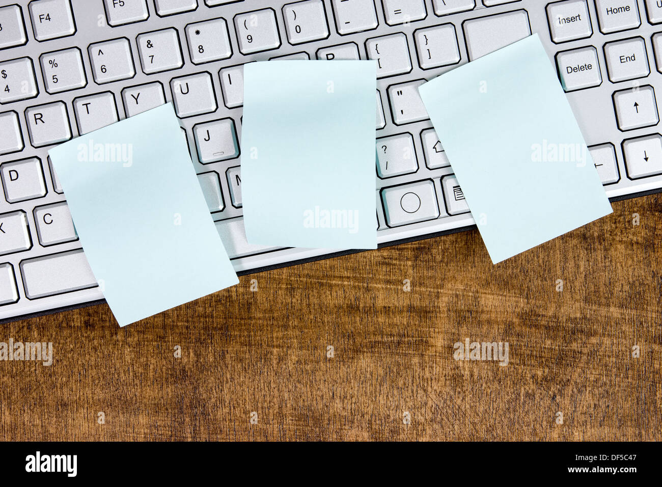 Memo on silver computer keyboard. Can be used for your text Stock Photo ...
