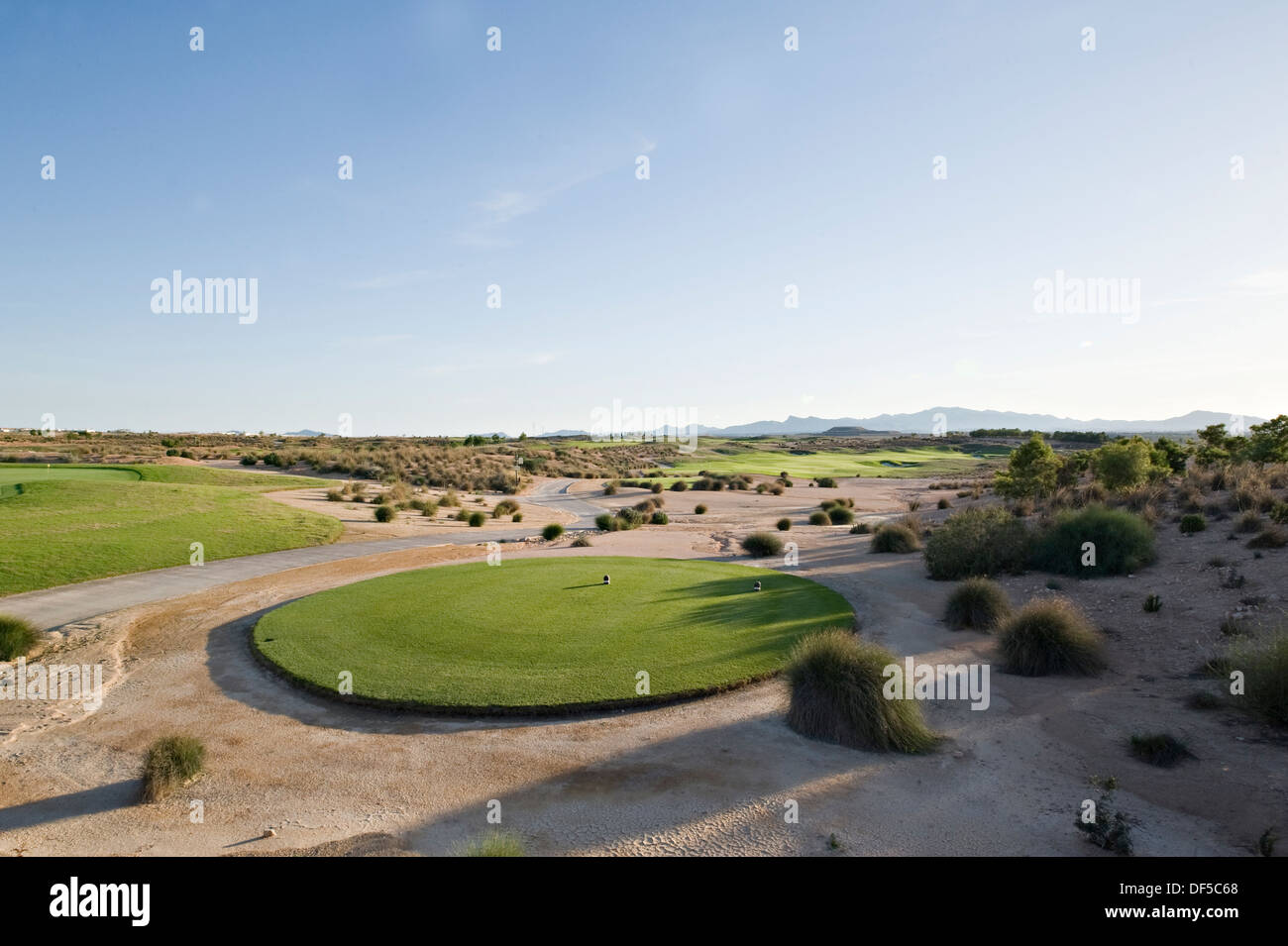 Golf course from tee off green Stock Photo - Alamy