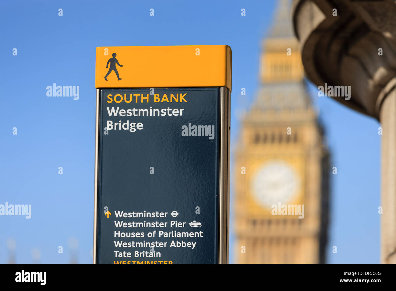 Big Ben and South Bank Directional Sign Westminster Bridge Westminster ...