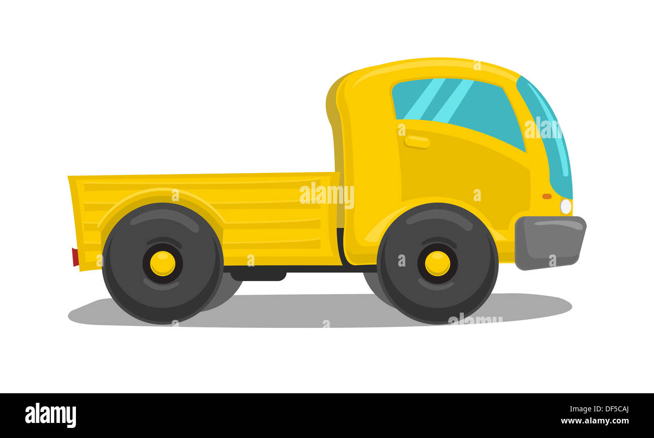 Cartoon Freight Transportation Yellow Cargo Truck Stock