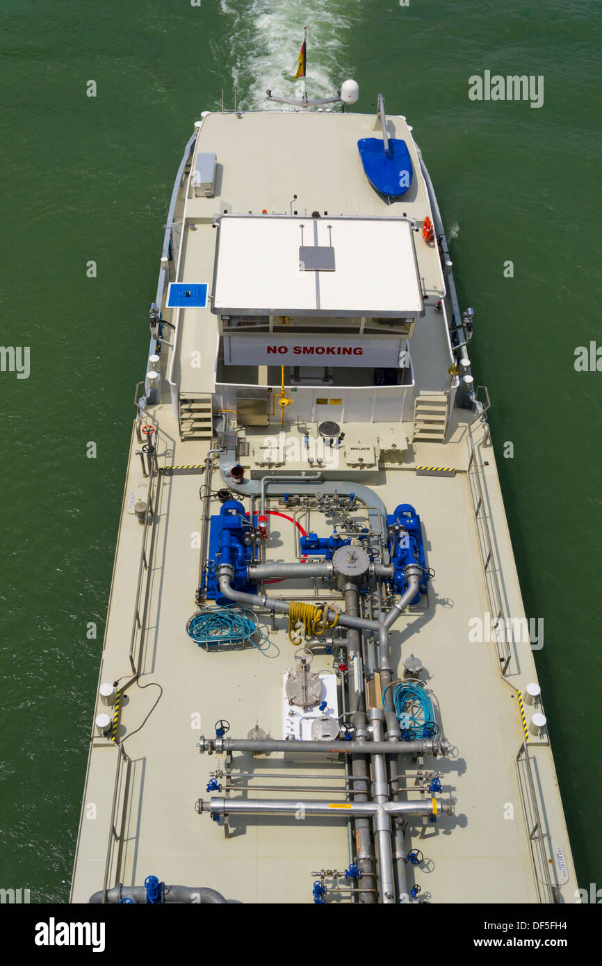 Overview of barge tanker boat, Rhine river, Basel, Switzerland Stock ...
