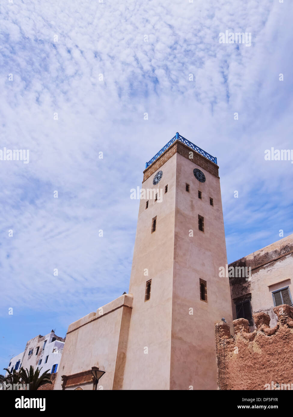 Gate with a clock tower to the old medina of Essaouira, Morocco, Africa ...