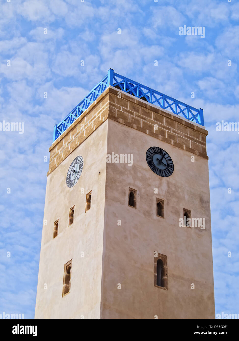 Gate with a clock tower to the old medina of Essaouira, Morocco, Africa ...