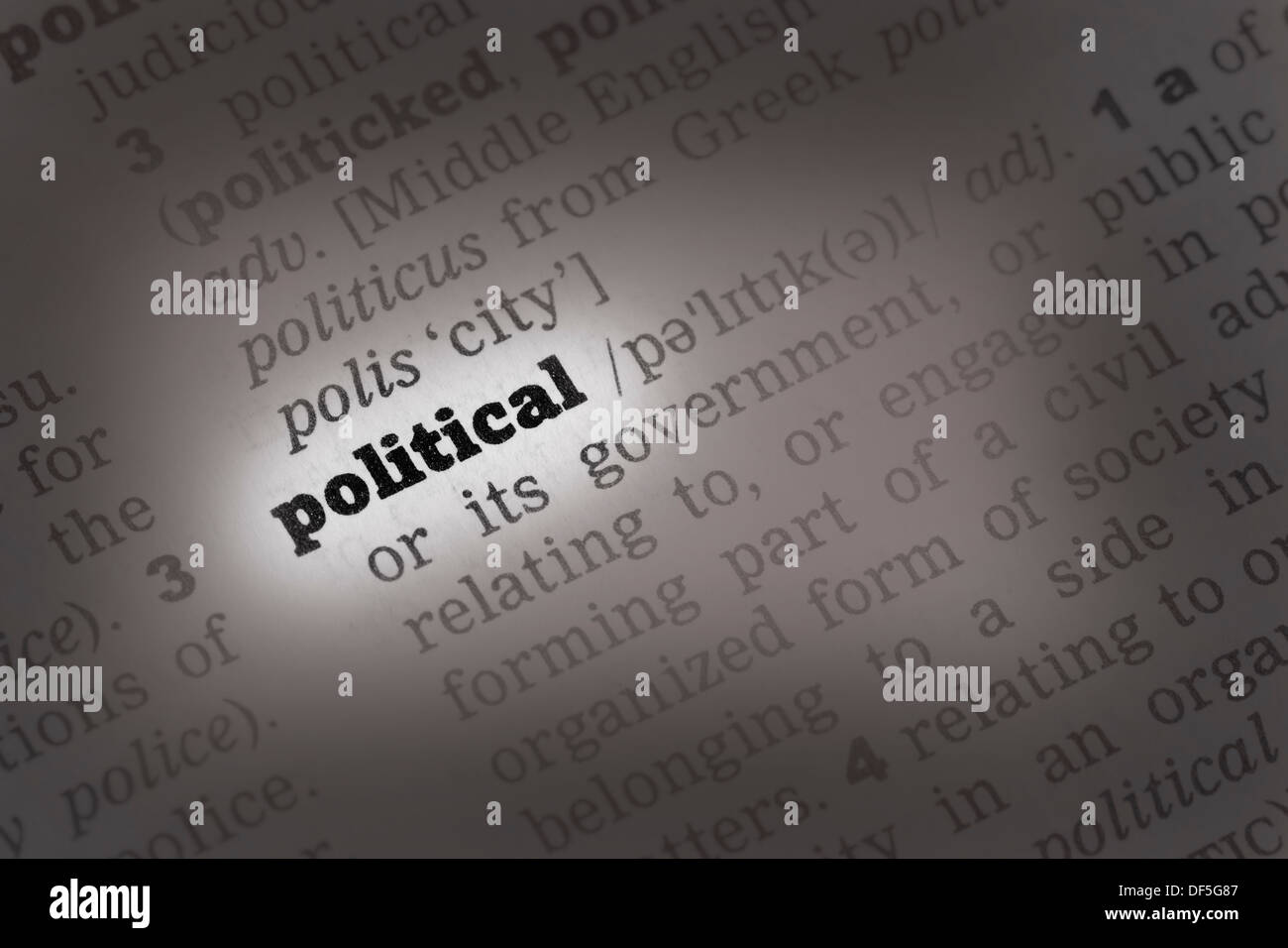 Political Dictionary Definition single word with soft focus Stock Photo ...