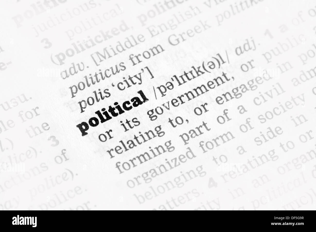 Political Dictionary Definition single word with soft focus Stock Photo ...